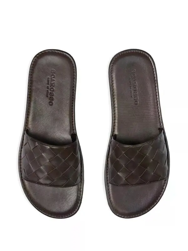 SCAROSSO Ulisses Woven Slip-on Slides - Brown