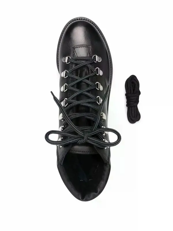 SCAROSSO Catherine Leather Lace-up Boots - Black