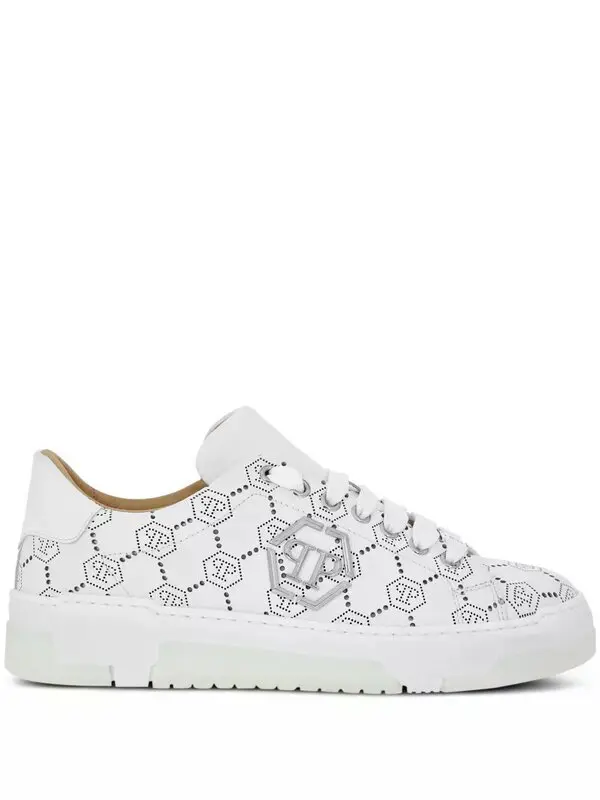 Philipp Plein Monogram Leather Sneakers - White