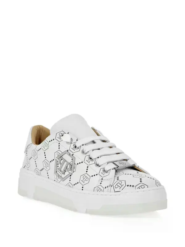 Philipp Plein Monogram Leather Sneakers - White