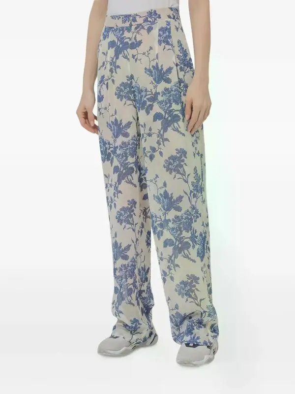 SEMICOUTURE Floral Print Trousers - Blue