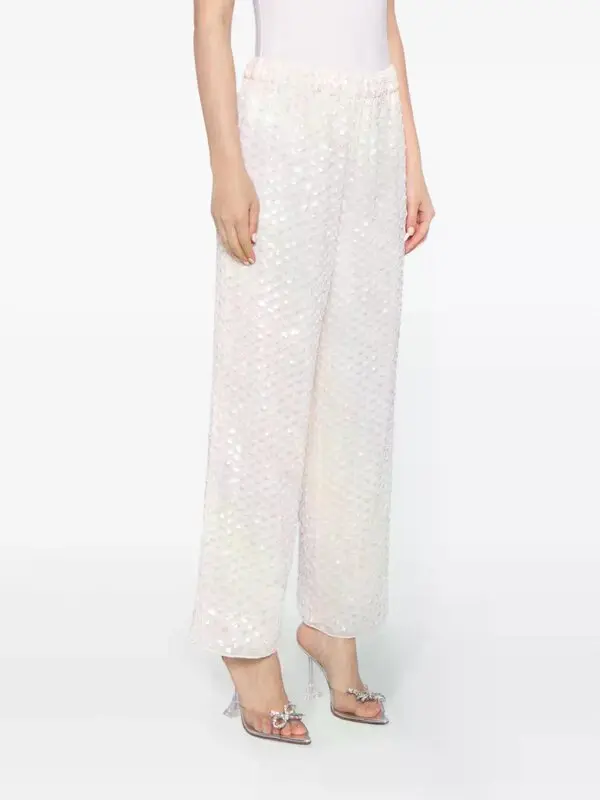 NEEDLE & THREAD Embellished Straight Leg Trousers - Neutrals