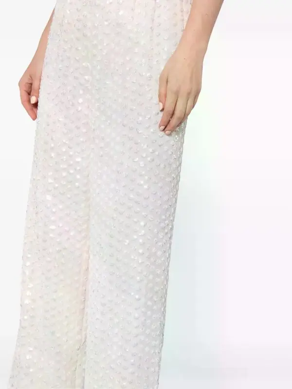 NEEDLE & THREAD Embellished Straight Leg Trousers - Neutrals