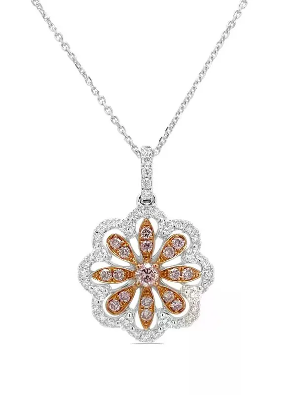 HYT JEWELRY Platinum Pink And White Diamond Necklace - Silver