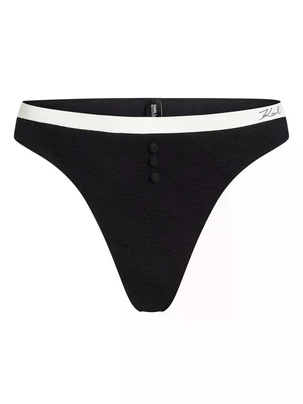 Karl Lagerfeld Contrasting Trim Bikini Bottoms - Black