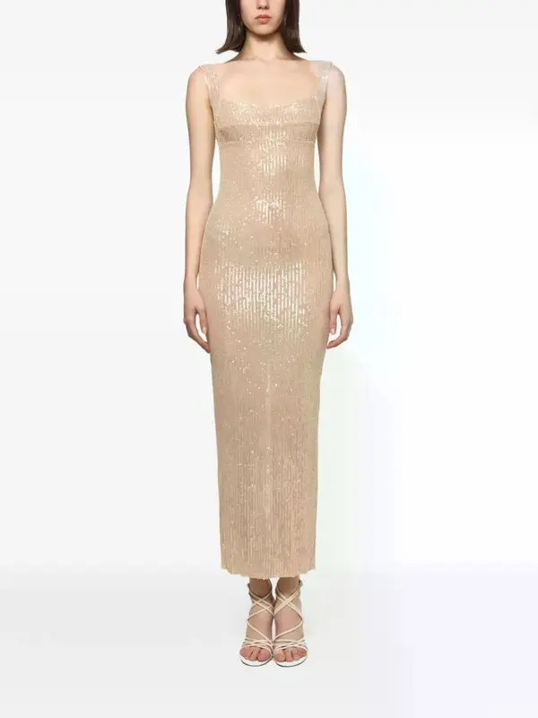 ATU BODY COUTURE Sequin-embellished Midi Dress - Neutrals