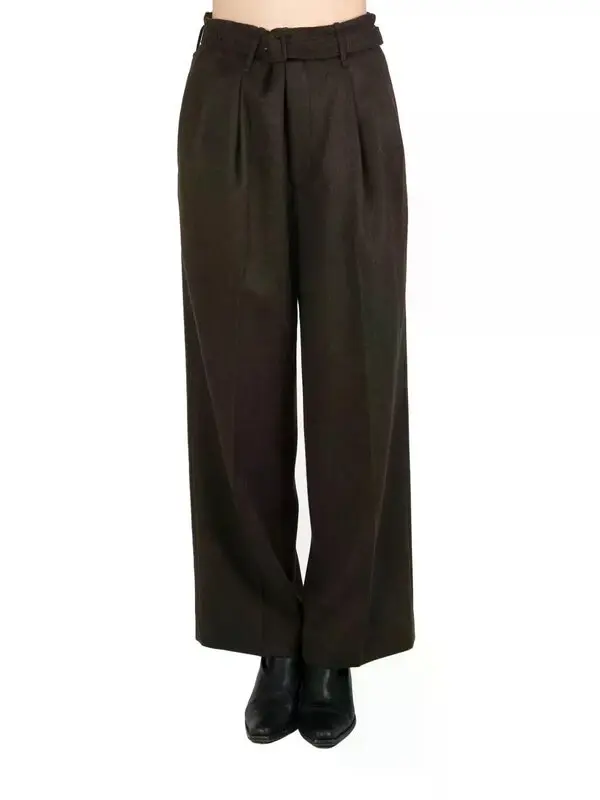 Auralee Belted Pleated Trousers - Brown