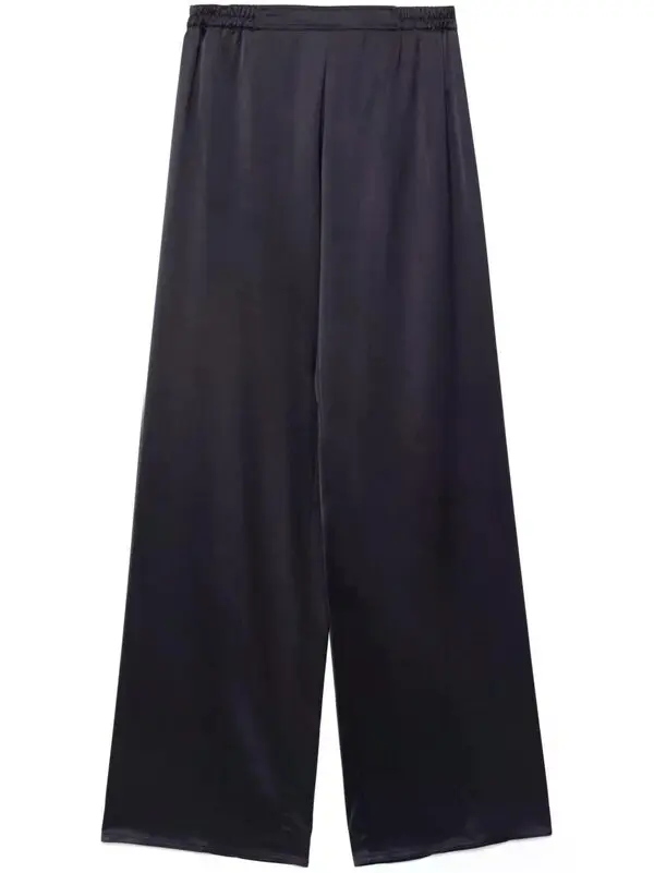 GENTRYPORTOFINO Satin Wide Leg Trousers - Blue