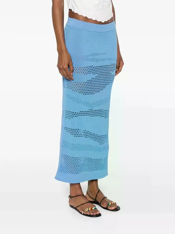 AKEP Crochet-knit Maxi Skirt - Blue