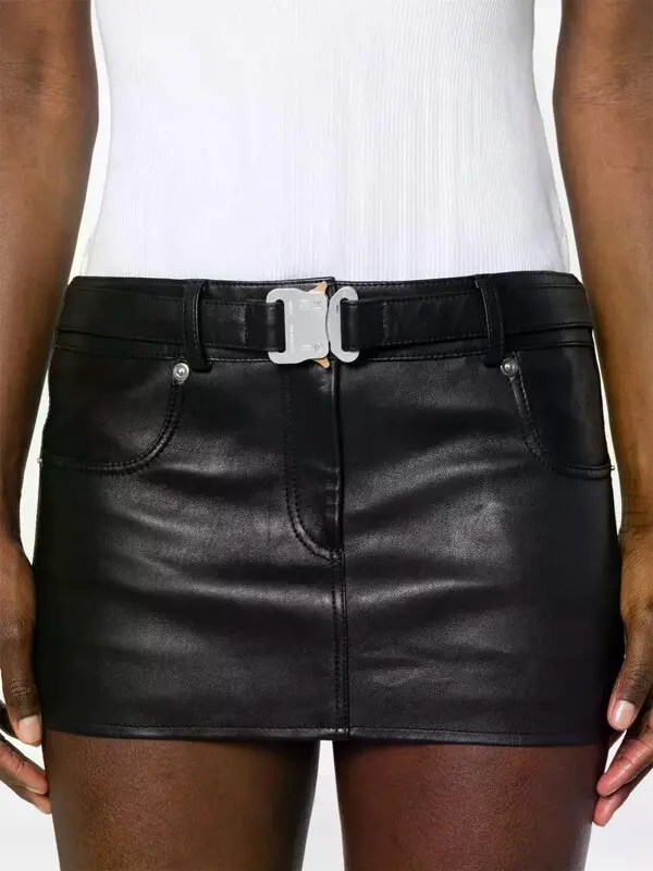 1017 Alyx 9sm Leather Mini Skirt With Buckle Fastening - Black