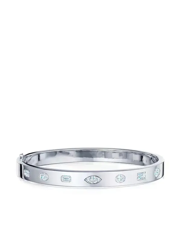Kwiat 18kt White Gold Fancy Shape Diamond Bangle - Silver