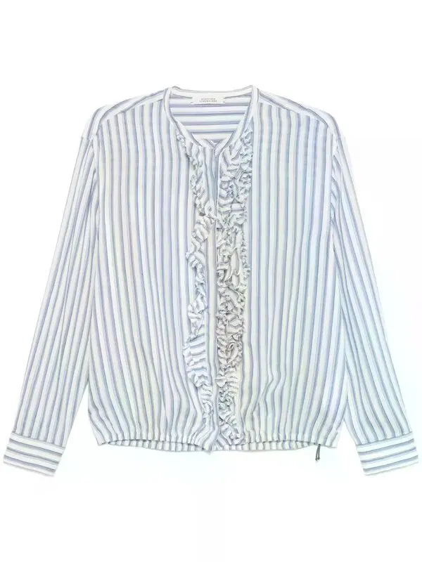 Dorothee Schumacher Striped Shirt With Ruffle Detail - Blue