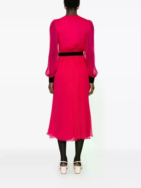 NISSA Belted Midi Dress With Lace Detailing