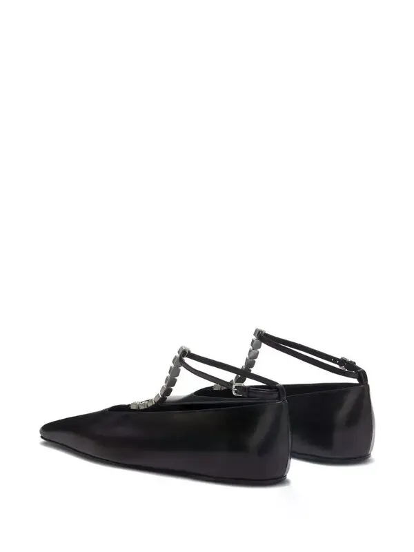 JIL SANDER Crystal-embellished Leather Ballerina Shoes