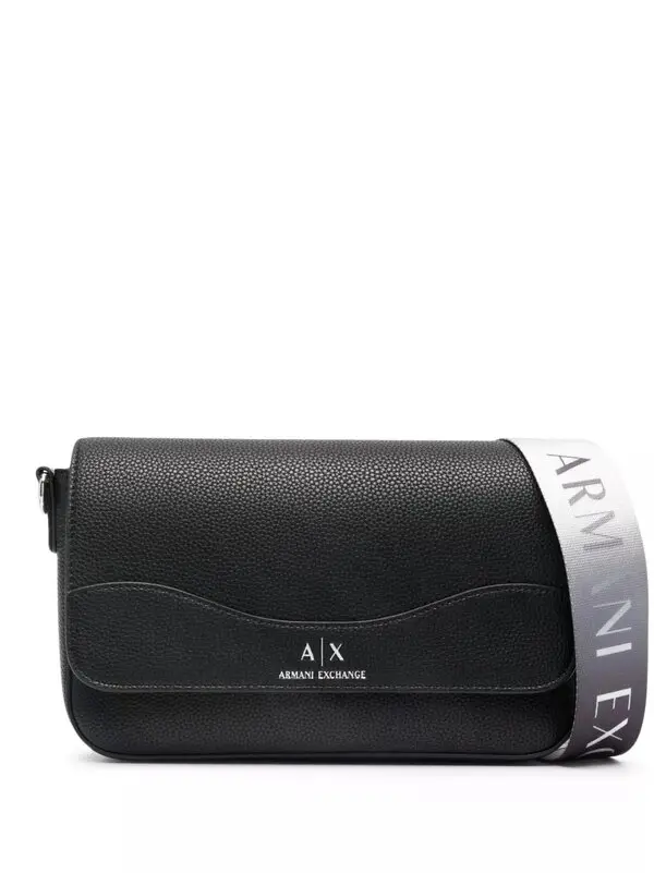 Armani Exchange Logo-print Leather Crossbody Bag - Black