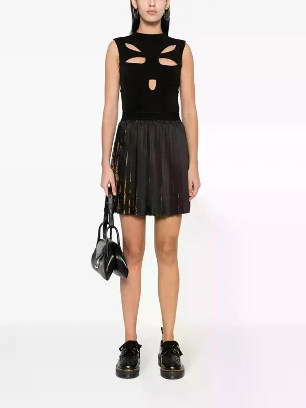 Versace Pleated Watercolour Barocco Print Mini Skirt