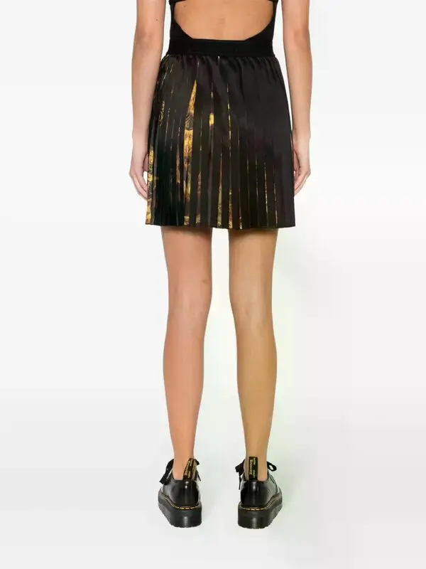 Versace Pleated Watercolour Barocco Print Mini Skirt
