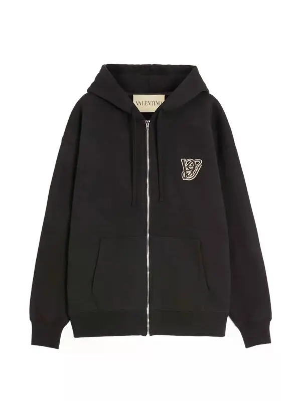 Valentino Garavani Cotton Hooded Sweatshirt With Vg Patch