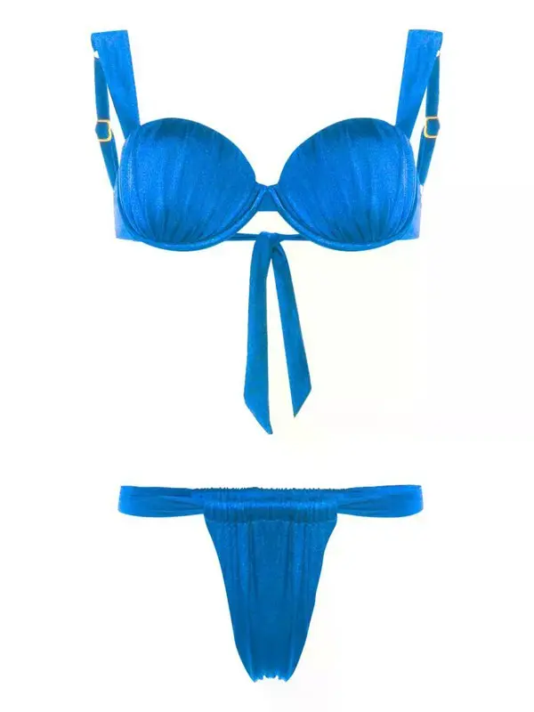 NOIRE SWIMWEAR Ruched Balconette Bikini Set - Blue