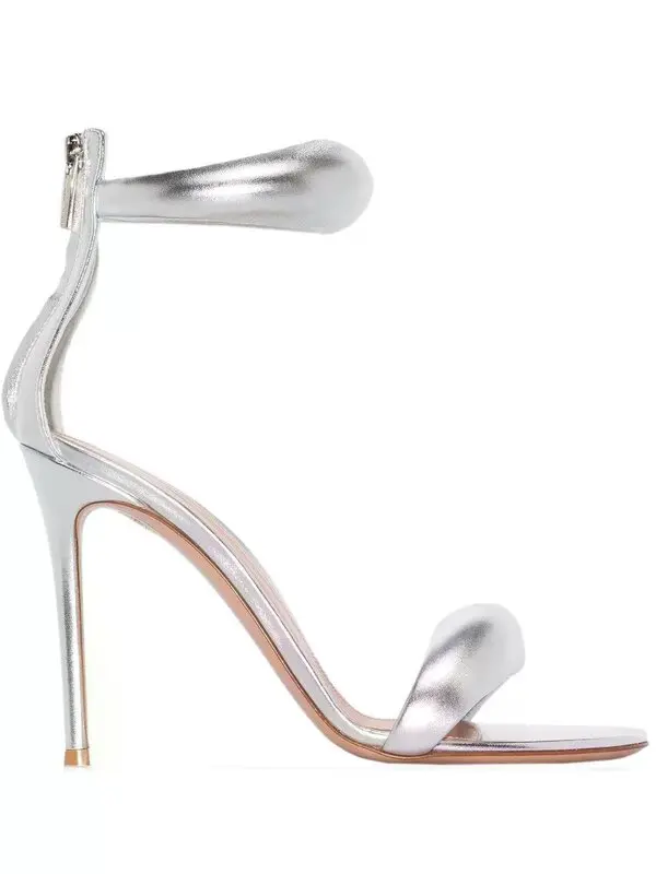 GIANVITO ROSSI Bijoux 105mm Metallic Leather Sandals - Silver