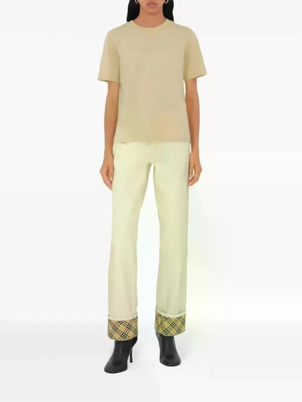 Burberry Logo-embroidered Cotton T-shirt - Neutrals