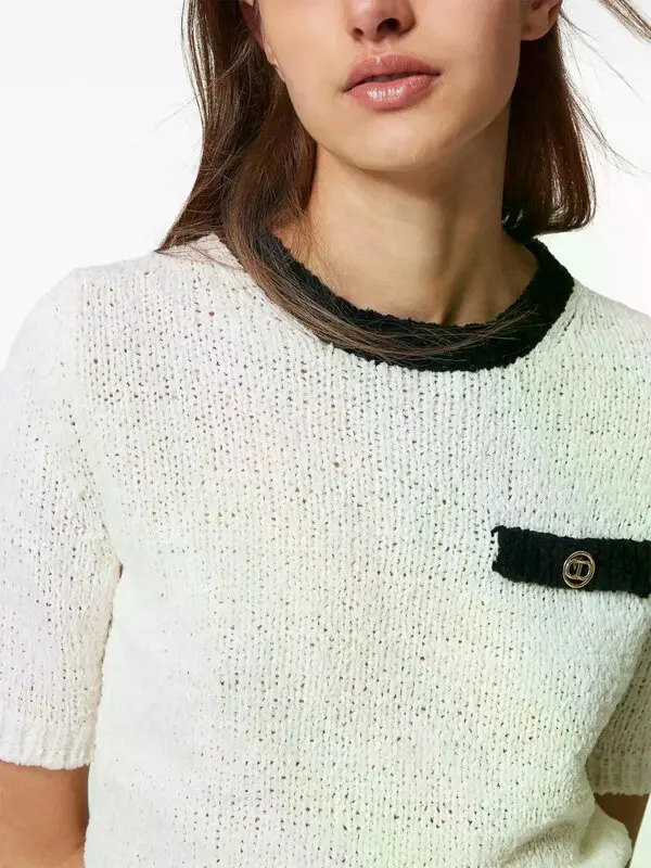 TWINSET Oval T Button Cropped Jumper