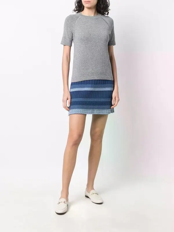 BARRIE Short-sleeved Cashmere Top - Grey