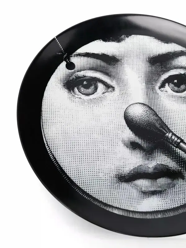 FORNASETTI Graphic Porcelain Plate - Black