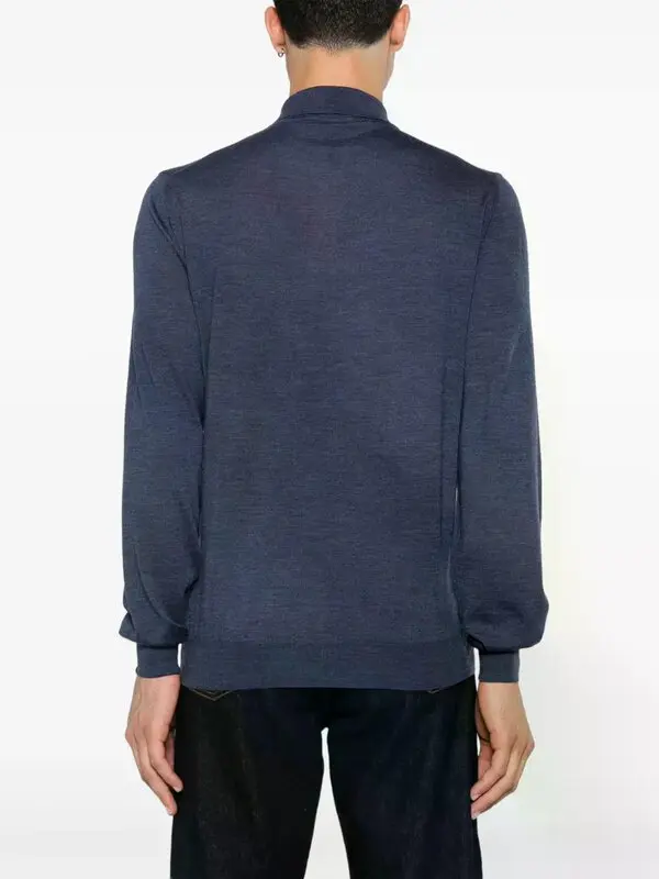 Fedeli Fine-knit Polo Shirt - Blue