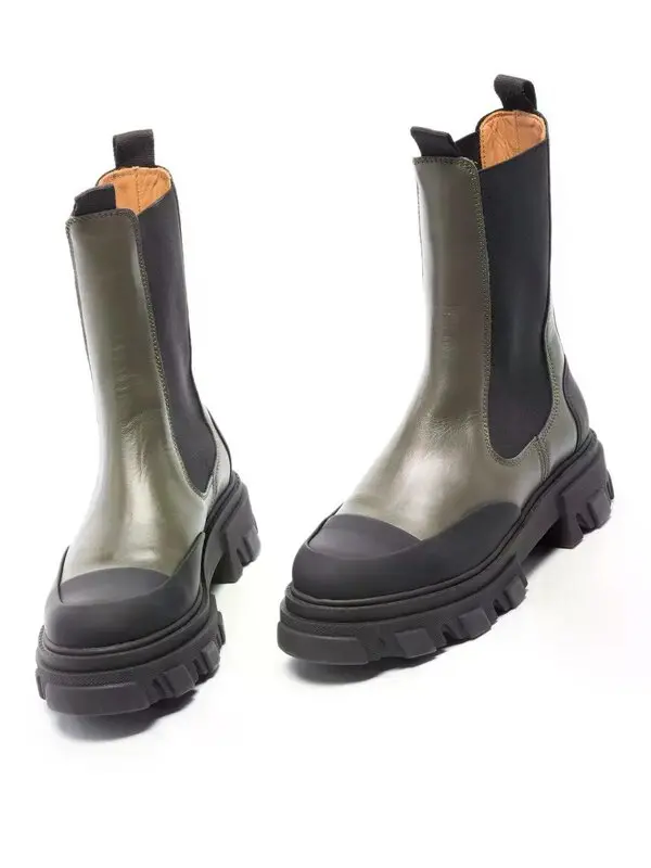 GANNI Polished-finish Ridged-sole Boots