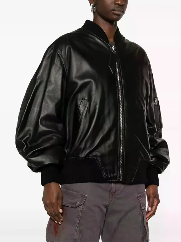 Attico Anja Zip-up Leather Bomber Jacket