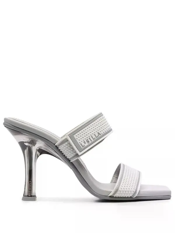 LE SILLA Double-strap Sculptural Heel Sandals - Grey