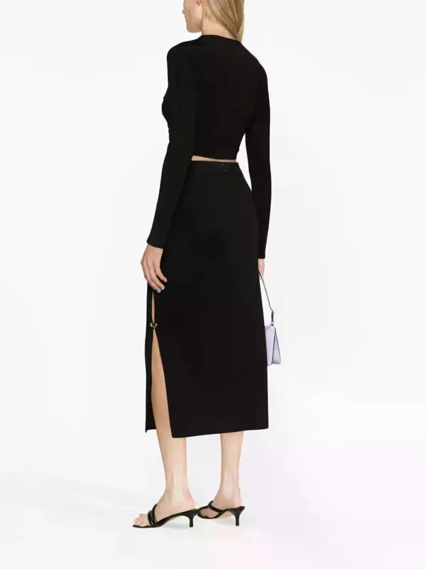 Pinko High-waisted Midi Skirt With Logo Engraved Buttons
