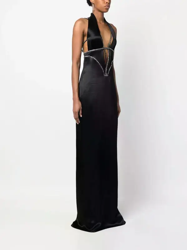 GENNY Embellished Plunge Halterneck Maxi Dress