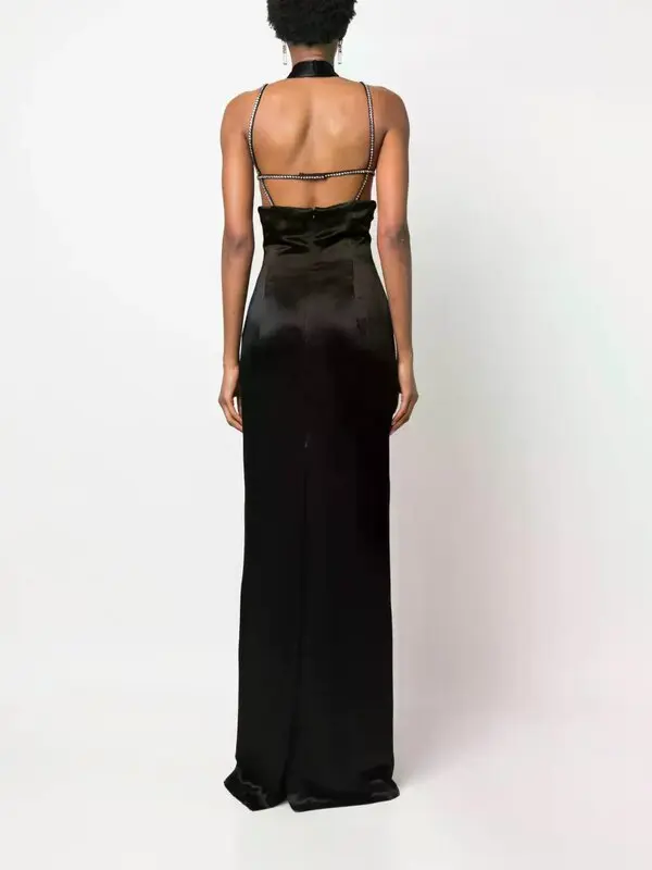 GENNY Embellished Plunge Halterneck Maxi Dress