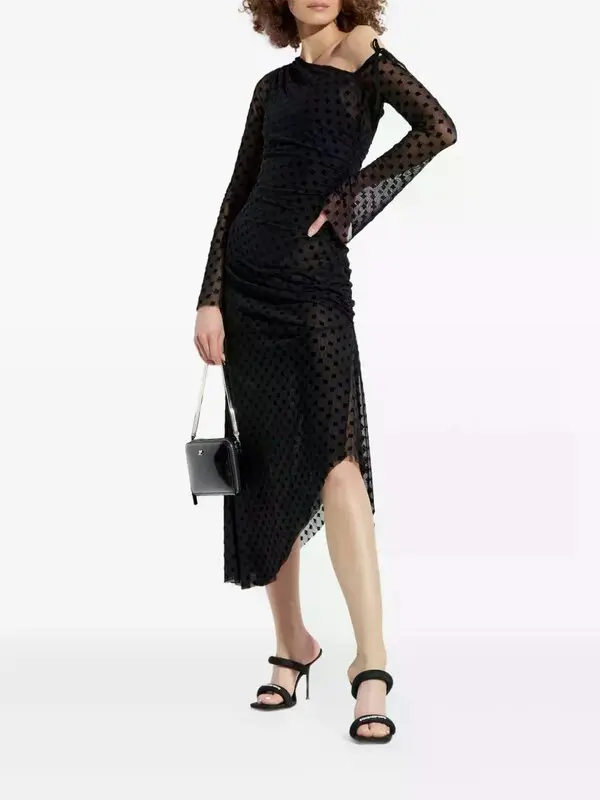 MISBHV Logo-flocked Asymmetric Midi Dress