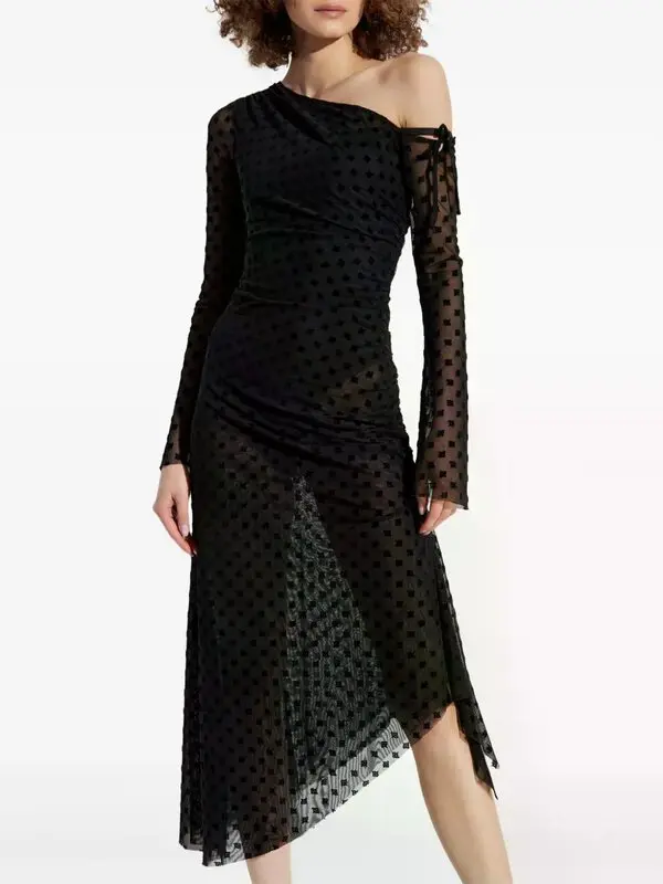 MISBHV Logo-flocked Asymmetric Midi Dress