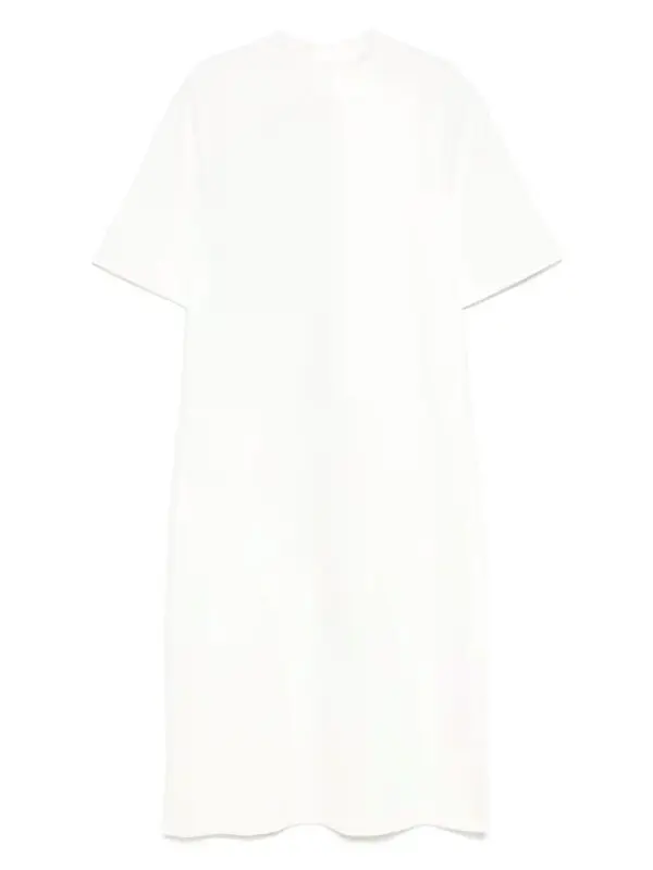 Wardrobe.NYC Jersey Midi Dress With Round Neck And Short Sleeves - Neutrals