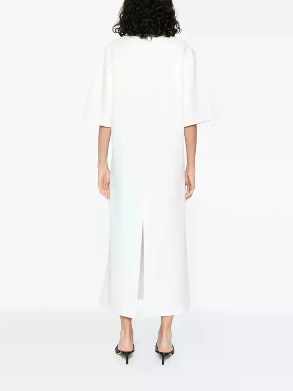 Wardrobe.NYC Jersey Midi Dress With Round Neck And Short Sleeves - Neutrals