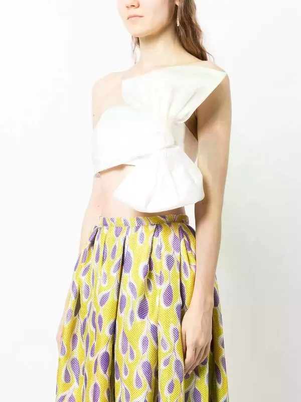 BAMBAH Bow Detail Off-shoulder Cropped Top - White