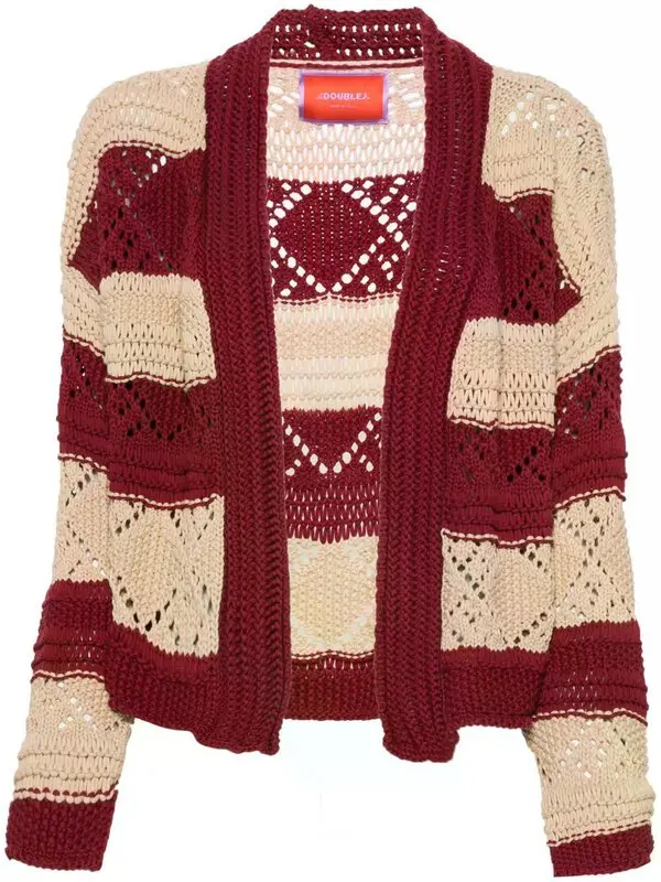 La DoubleJ Striped Knitted Cardigan - Red