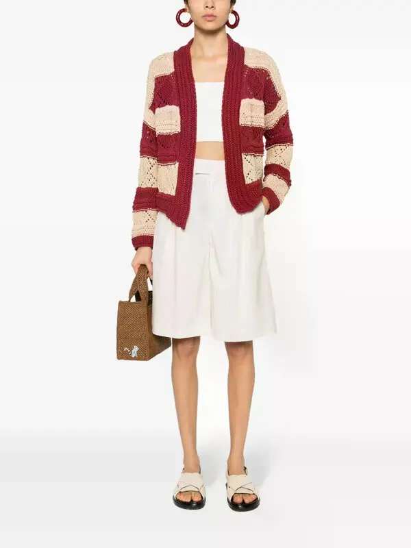 La DoubleJ Striped Knitted Cardigan - Red