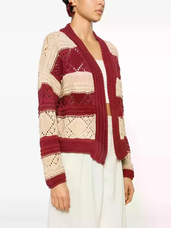 La DoubleJ Striped Knitted Cardigan - Red