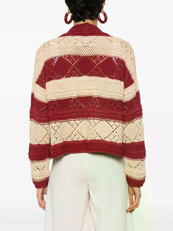 La DoubleJ Striped Knitted Cardigan - Red