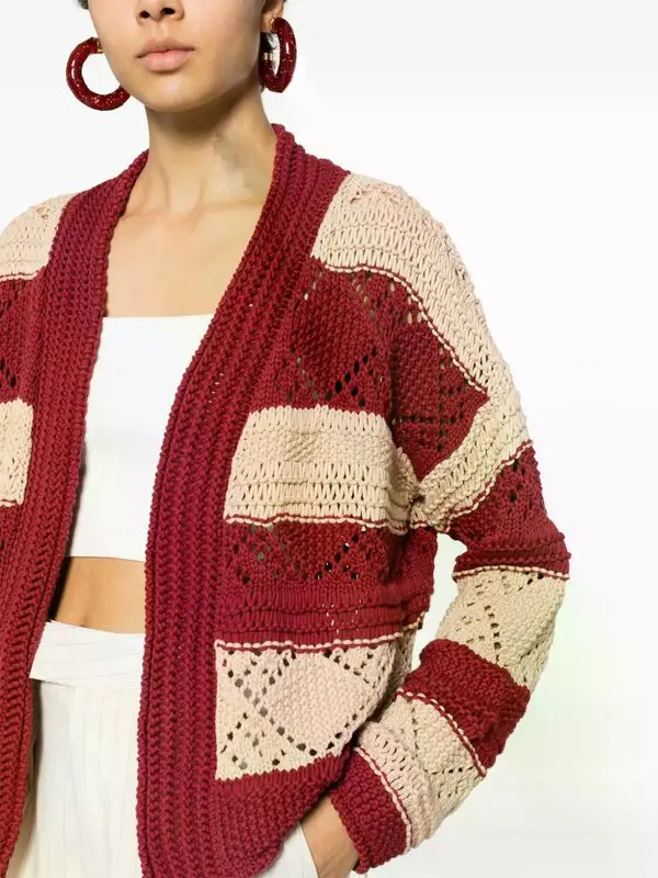 La DoubleJ Striped Knitted Cardigan - Red