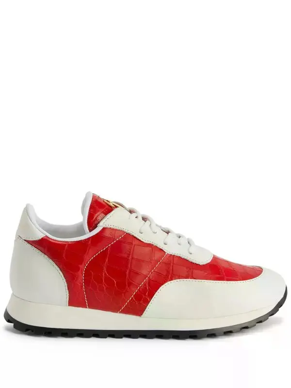 GIUSEPPE ZANOTTI Jimi Panelled Croc Effect Sneakers - Red