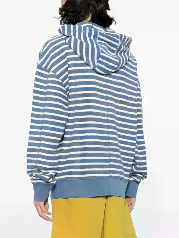 Maison Kitsuné Striped Cotton Hoodie With Embroidered Logo