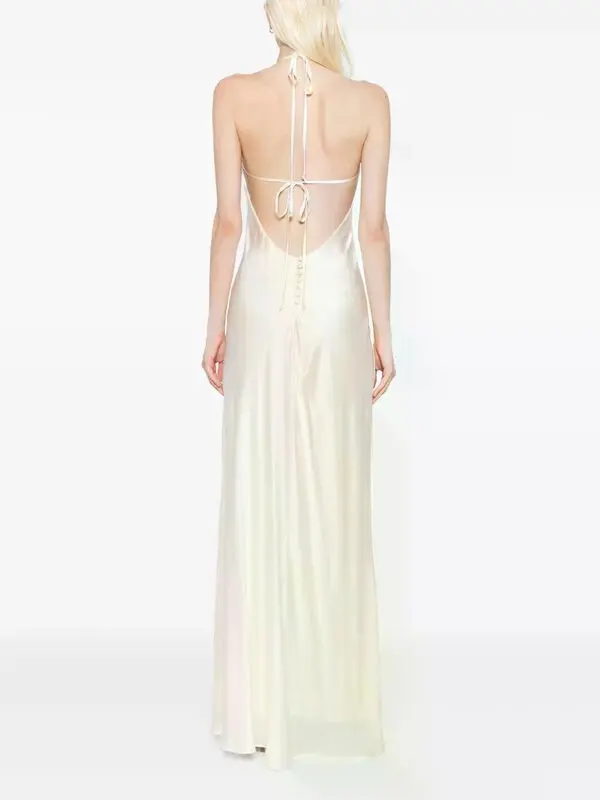 REFORMATION Ivory Halterneck Maxi Dress With Rear Tie And Button Fastening - Neutrals