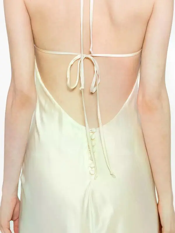 REFORMATION Ivory Halterneck Maxi Dress With Rear Tie And Button Fastening - Neutrals