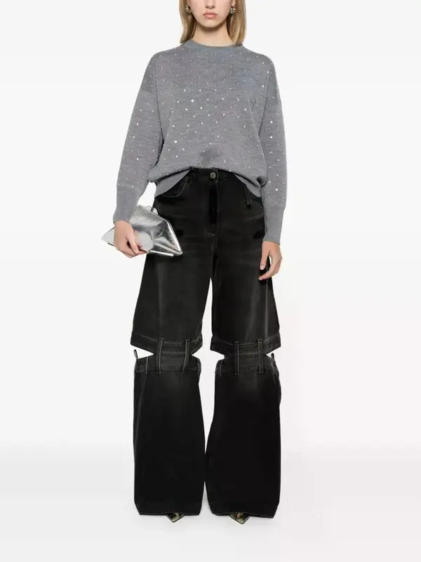 Rabanne Wool Blend Crystal-embellished Jumper - Grey
